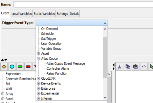 Atlas Copco 触发器事件类型