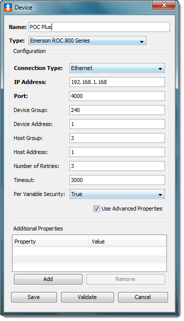 使用工作台定义 ROC Plus 设备