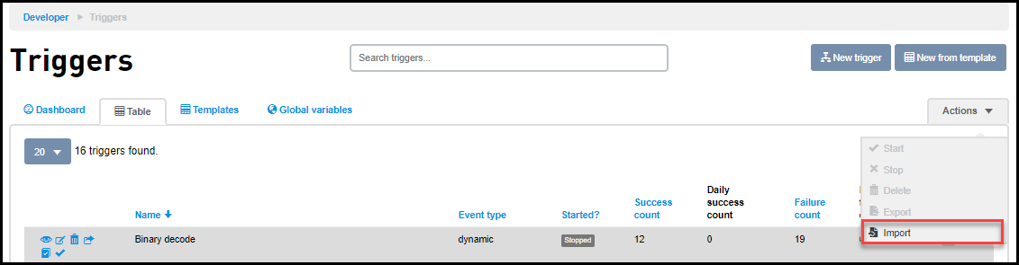 导入触发器/触发器模板